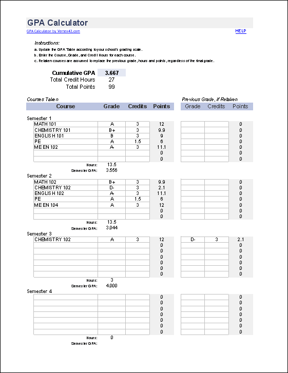 Free GPA Calculator For Excel How To Calculate GPA